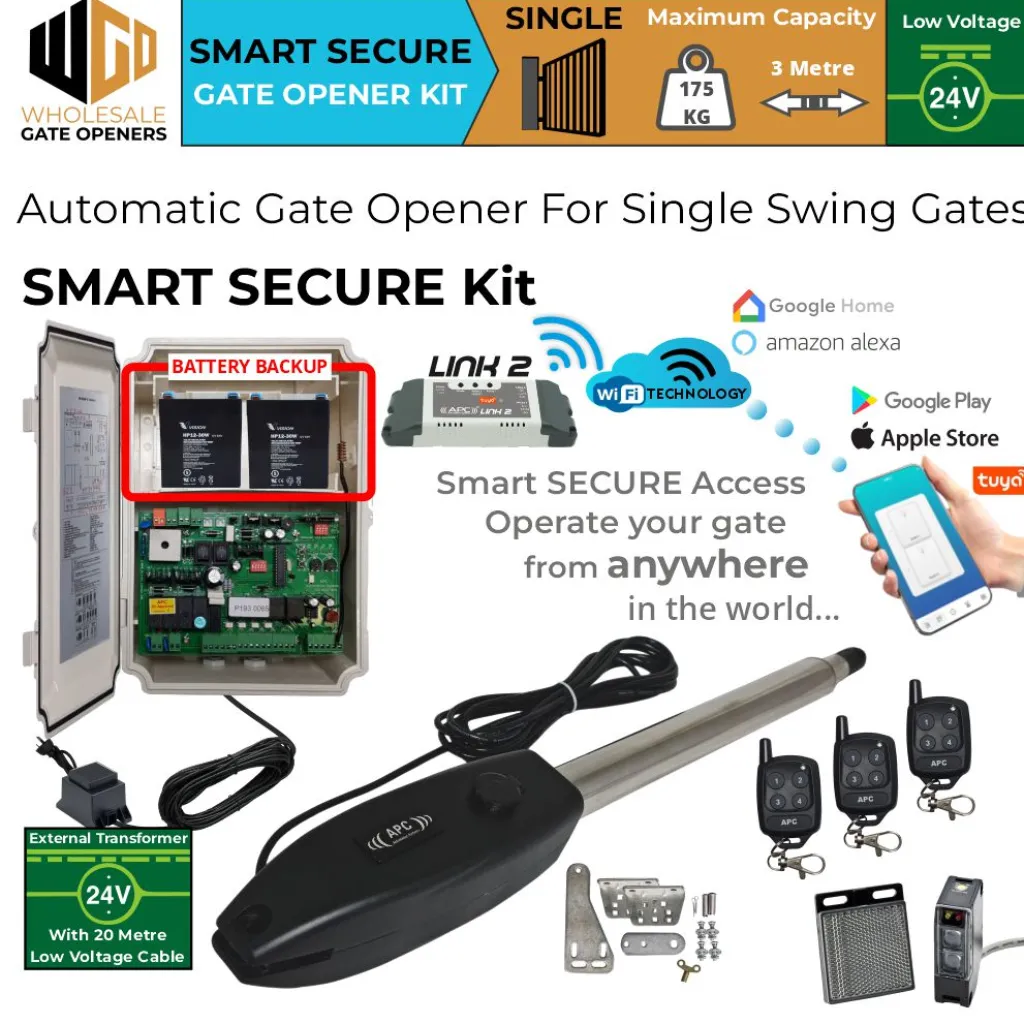 Single Swing Gate Automation Smart Secure Kit with Wifi Switch - SWING ...