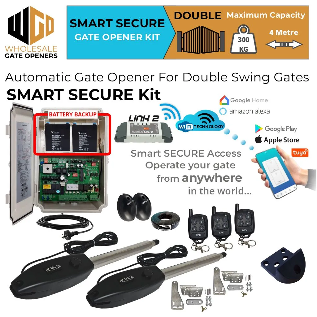 Double Swing Gate Automation Smart Secure Kit | Electric Automatic Motorized Gate System ...