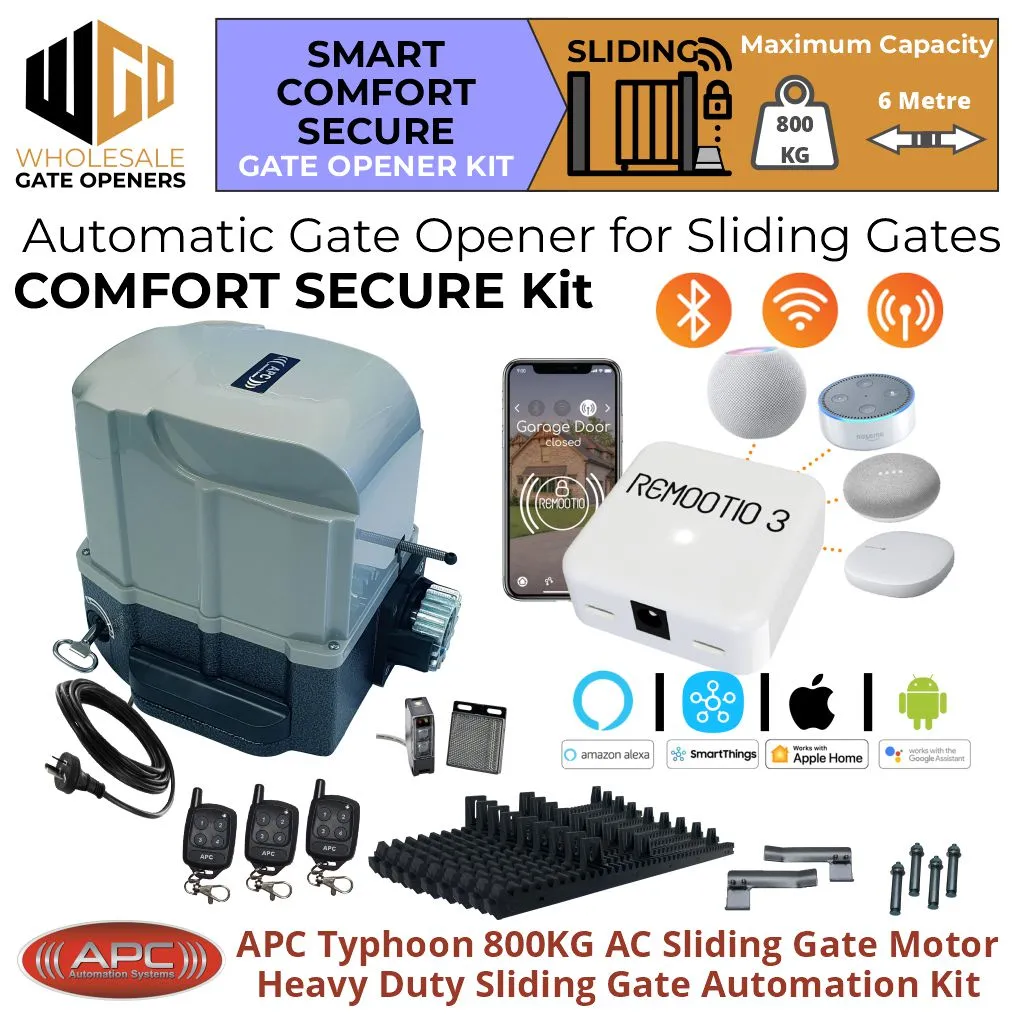 Typhoon 800 Sliding Gate Automation Smart Comfort Secure Kit using Wi ...