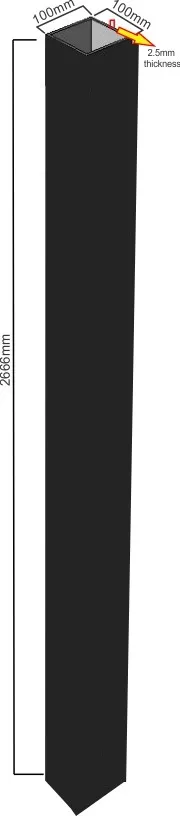 100x100x2660mm Post incl Post Cap - GATE HARDWARE
