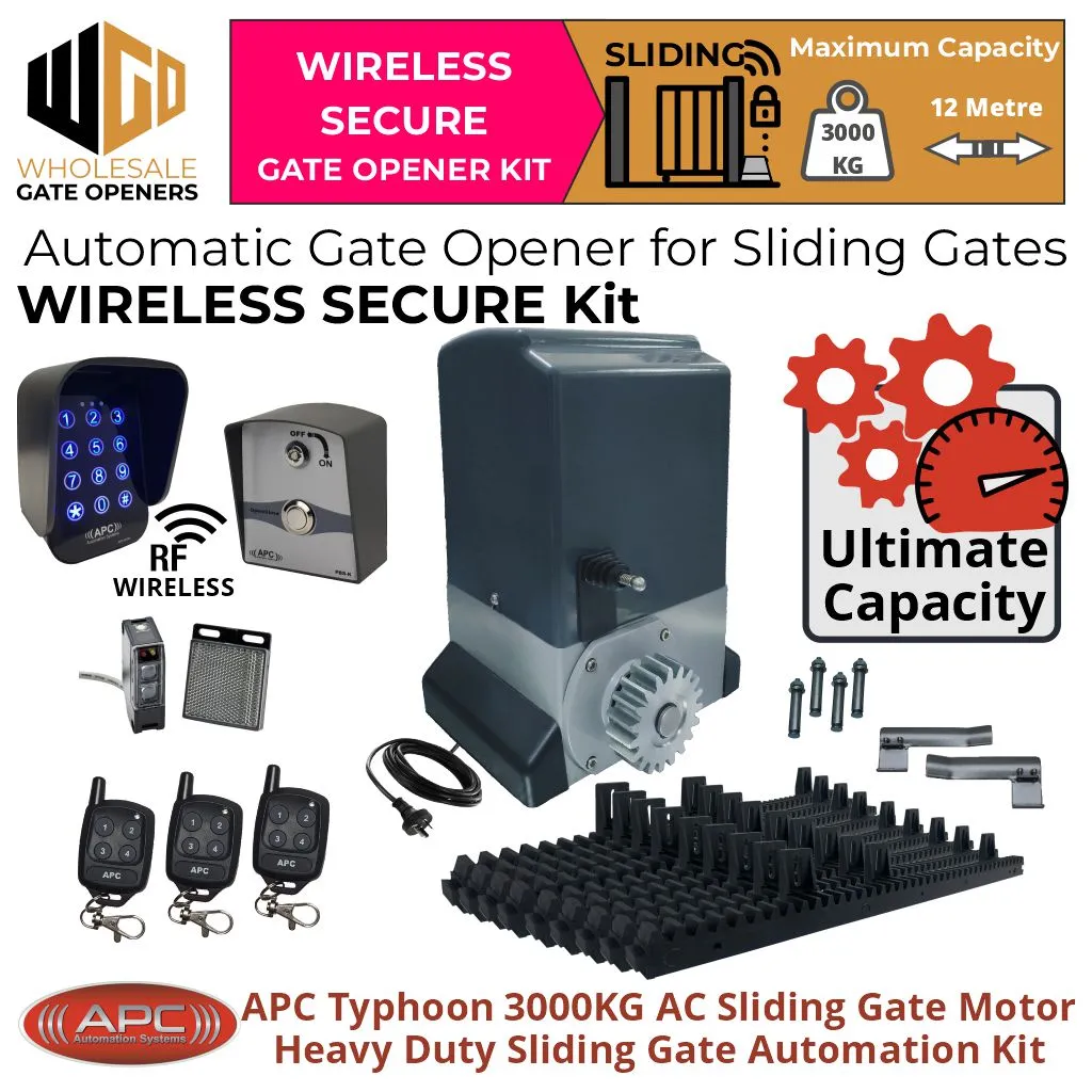 Sliding Gate Automation Commercial Grade Kit| 3000kg Wireless Secure ...