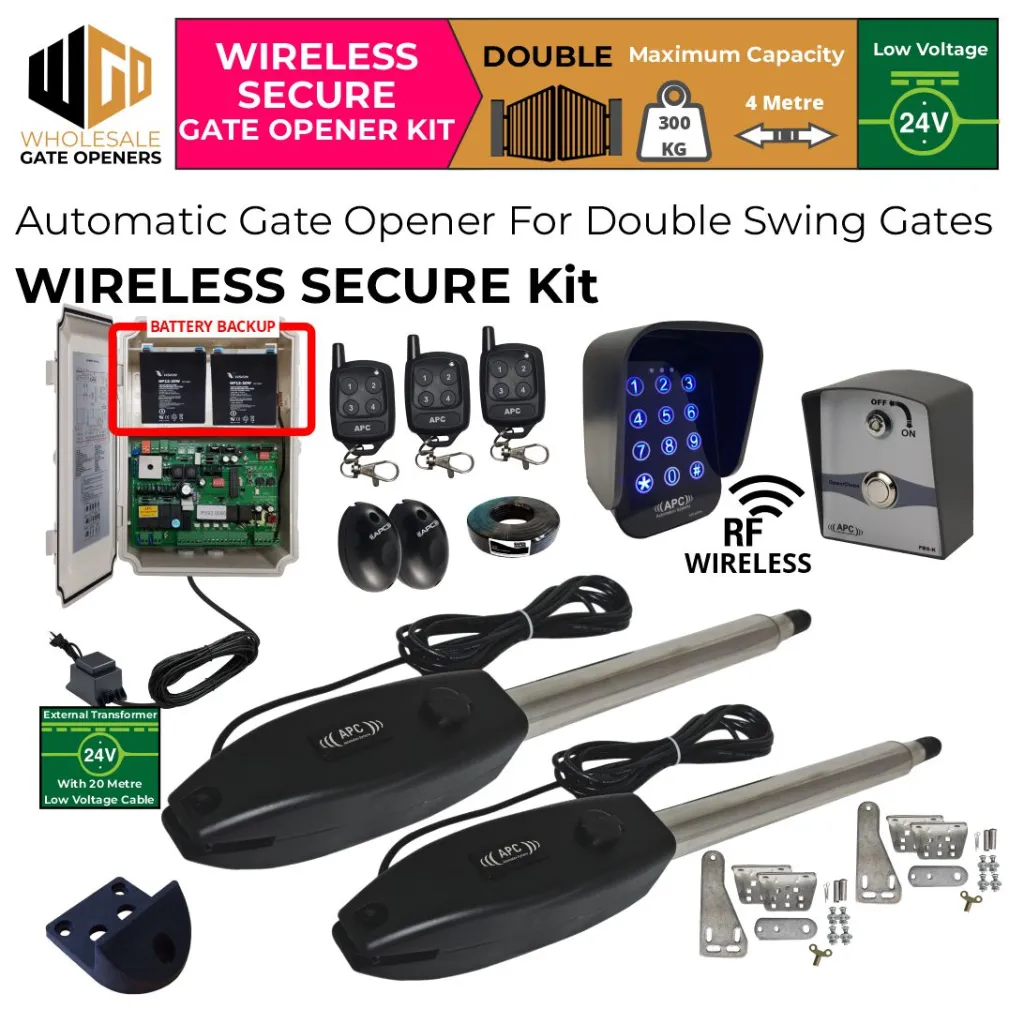 Double Swing Gate Automation Wireless Secure Kit| Electric Automatic Motorized Gate Opener ...