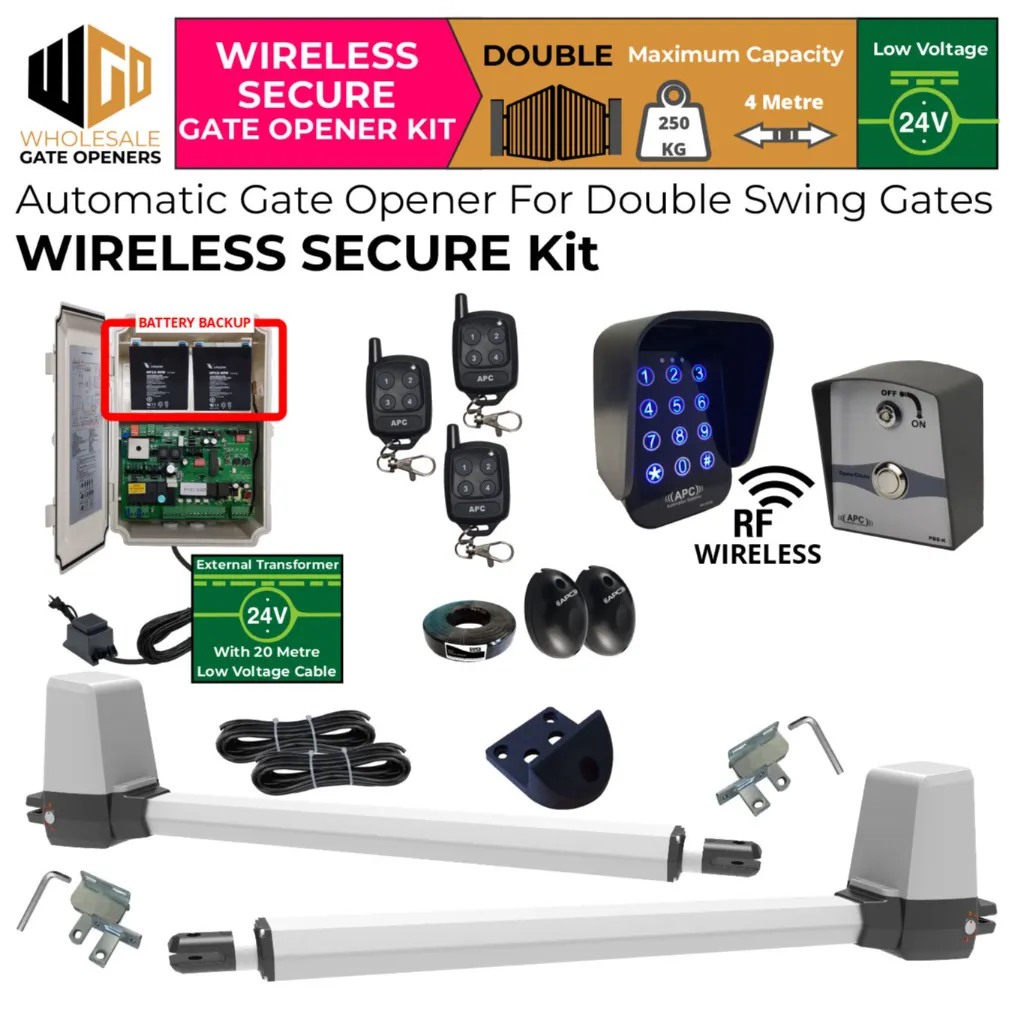 Double Swing Gate Automation Wireless Secure Kit Electric Electric Gate ...