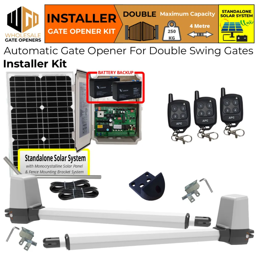 Solar Powered Gate Automation Installer Kit for Double Swing Gates ...