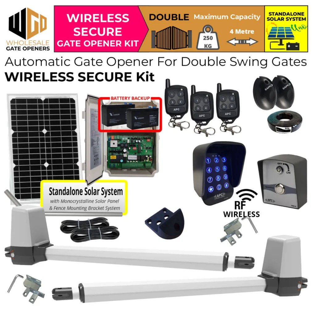 Solar Powered Gate Automation Wireless Secure Kit for Double Swing ...
