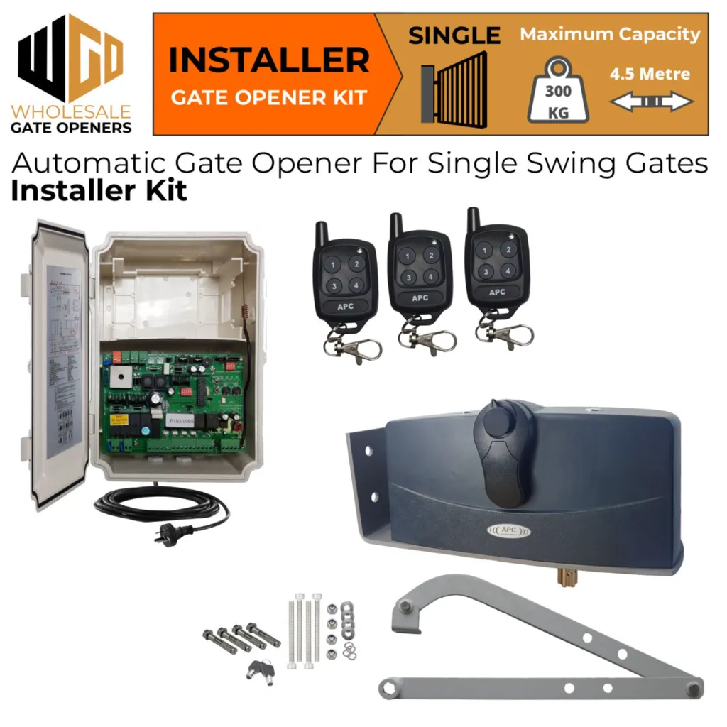 Single Swing Gate Automation Installer Kit with APC-790 Extra Heavy Duty Articulated System ...