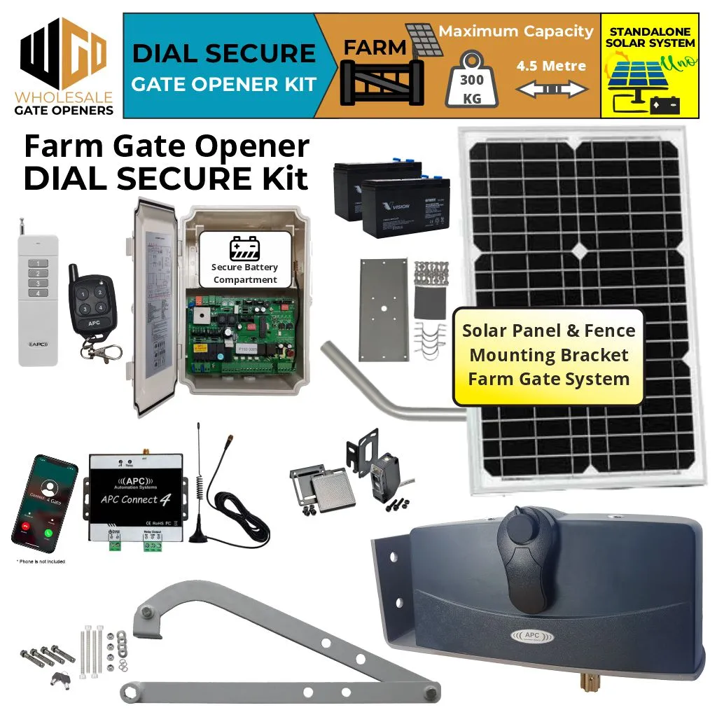Solar Powered GSM Operated Farm Gate Automation Dial Secure Kit with With Adjustable Limit ...