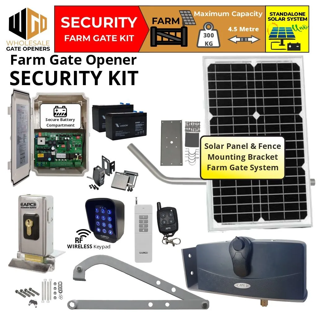 Solar Powered Farm Gate Automation Security Kit with With Adjustable Limit Switches - SWING GATE ...