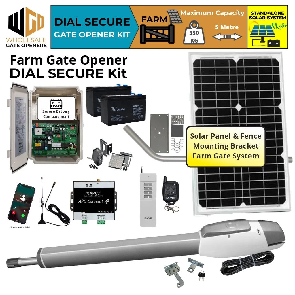 Solar Powered Farm Gate Dial Secure Kit with All Metal Gears - SWING ...