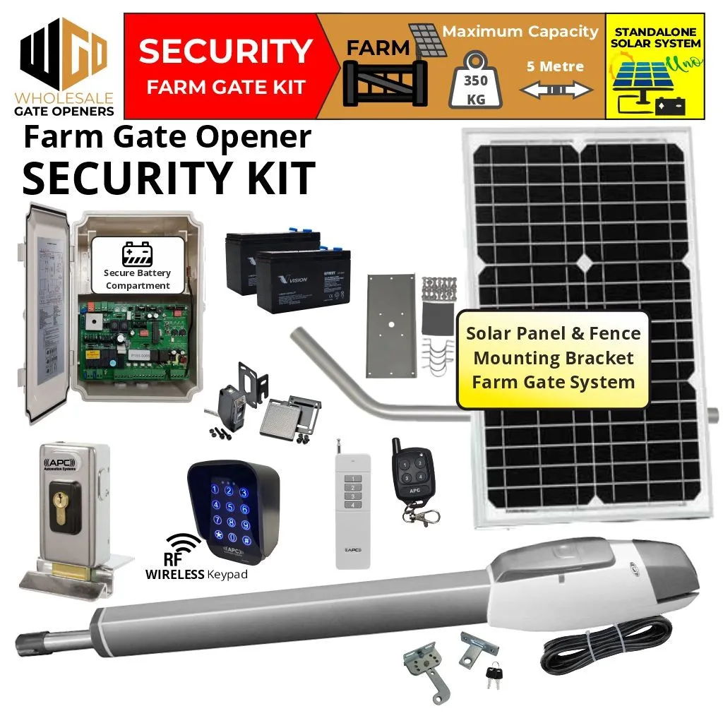Solar Powered Farm Gate Security Kit with All Metal Gears - SWING GATE ...