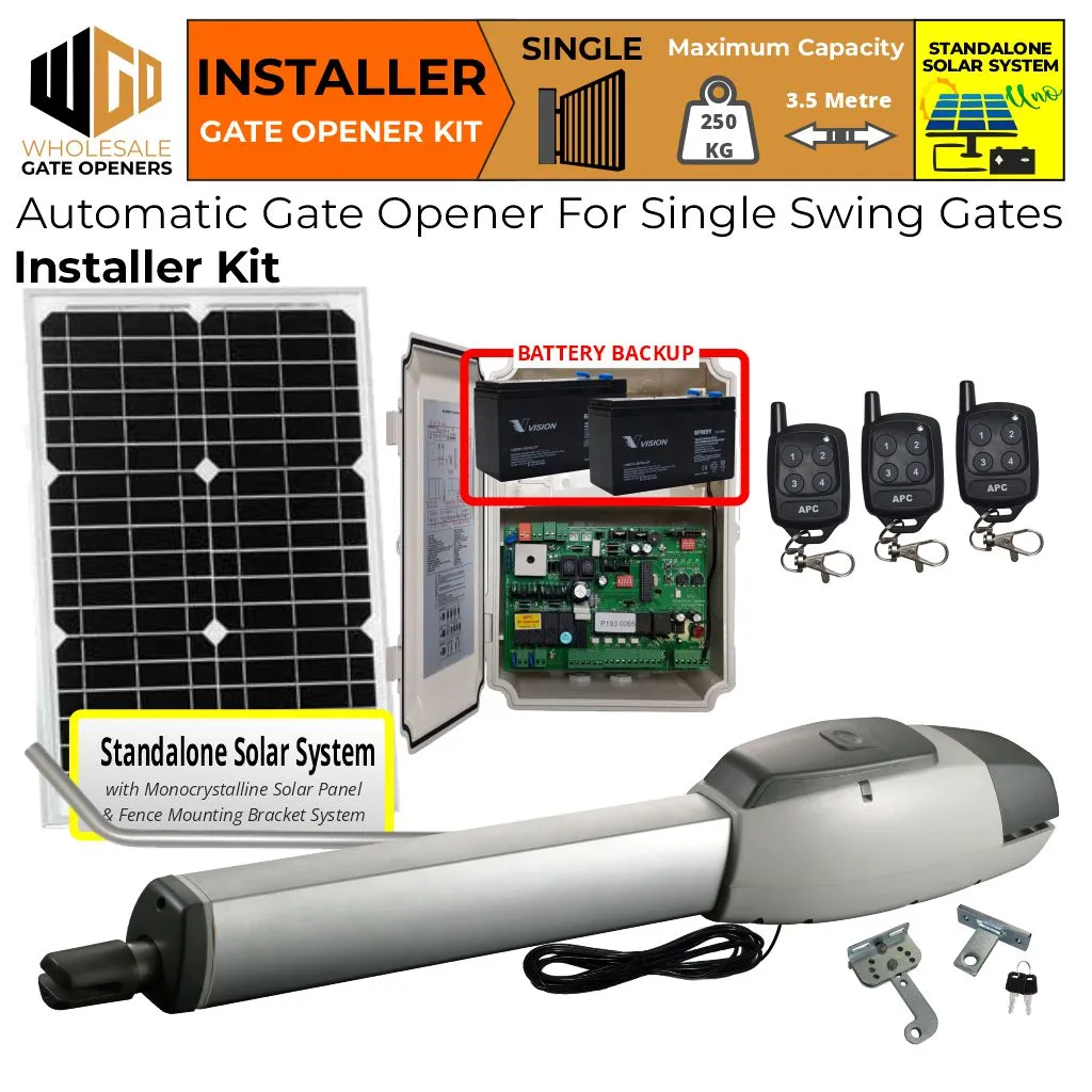 Solar Powered Single Swing Driveway Gate Opener Kit With T700TL Motor ...