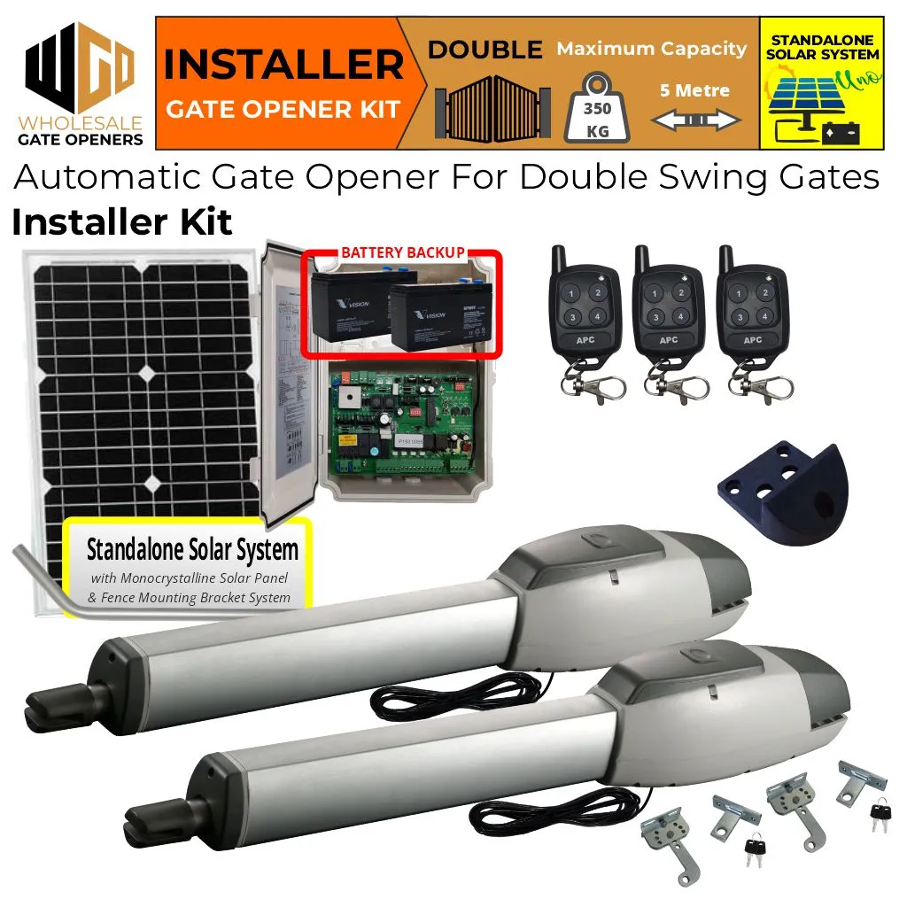 Solar Powered Double Swing Driveway Gate Opener Kit With T800TL Motor ...