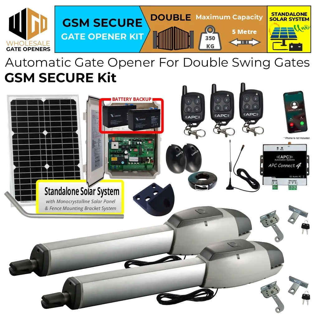 Solar Powered Double Swing Gate Smart Secure Kit With T800TL Motor ...