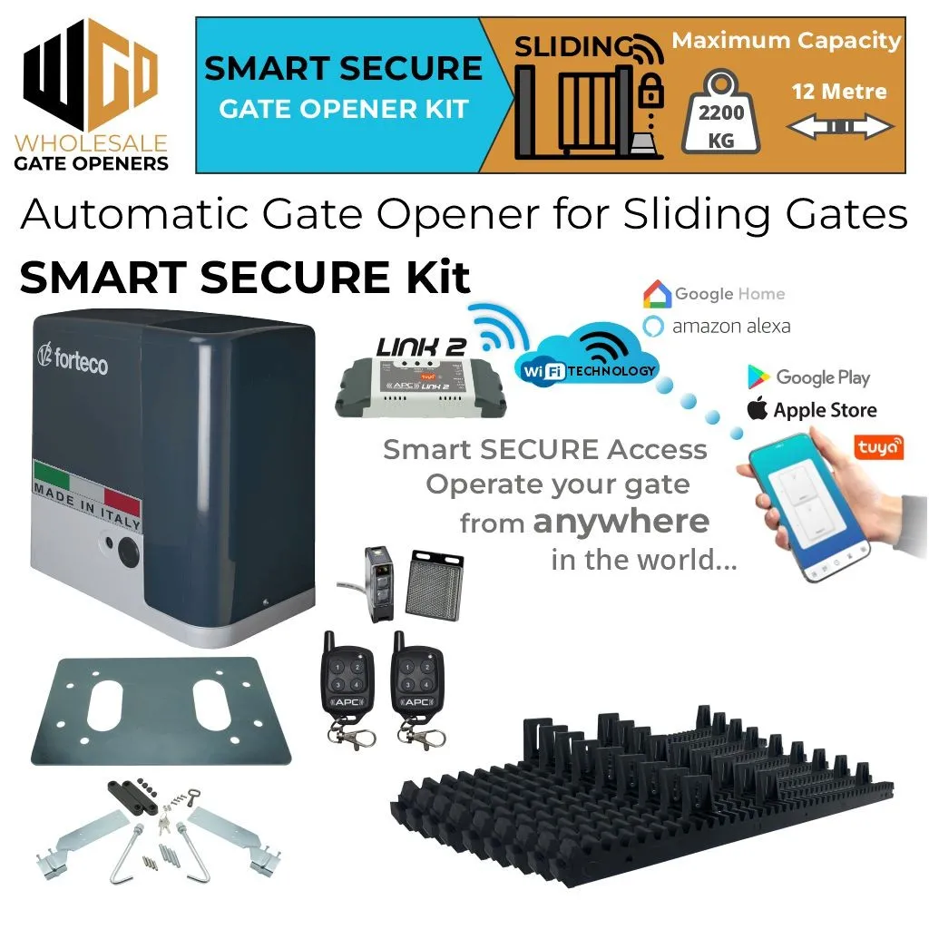 FORTECO 2200 Italian-Made Sliding Driveway Gate Opener Smart Secure Kit