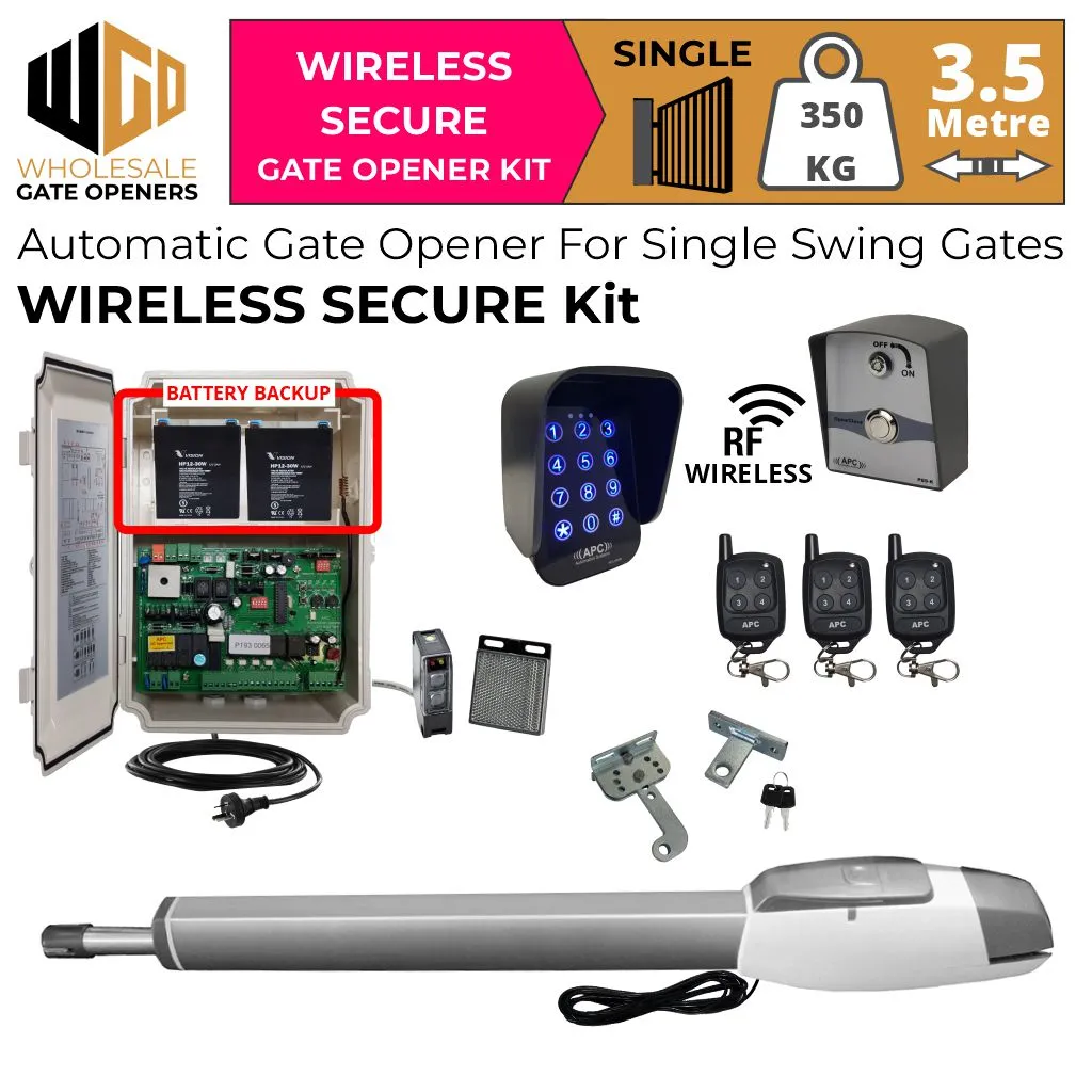 Single Swing Gate Opener Wireless Secure Kit for Automatic Driveway With T750TL Motor
