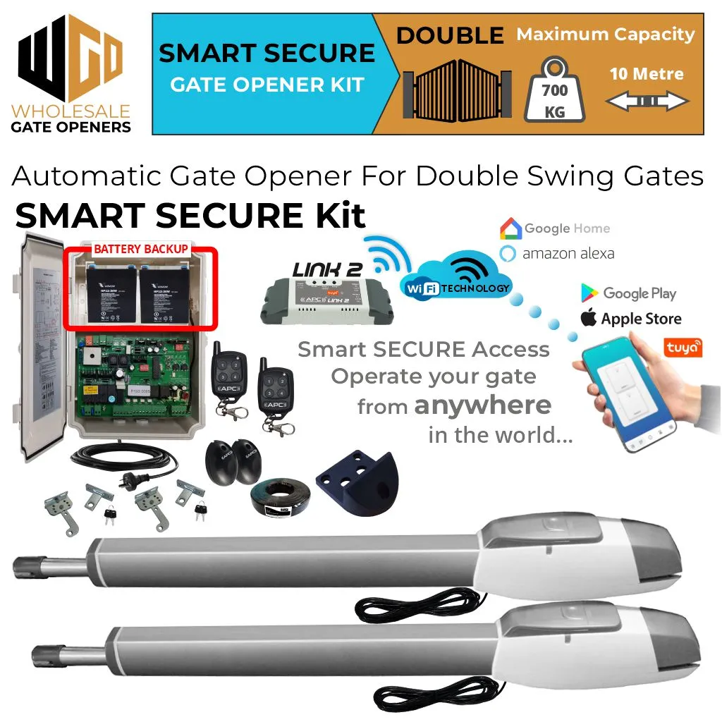 Double Swing Gate Opener Smart Secure Kit for Automatic Driveway With ...