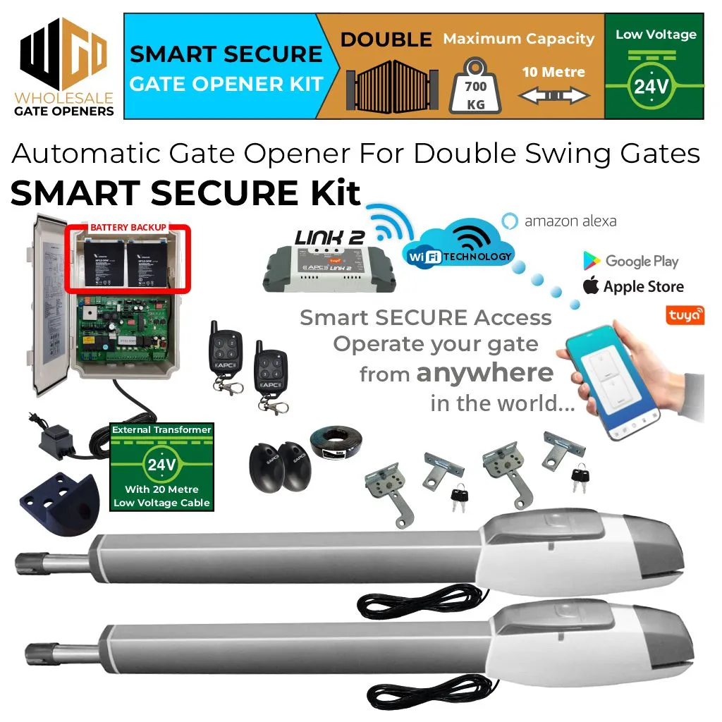 Double Swing Gate Opener Smart Low Voltage Smart Secure Kit With T850TL ...