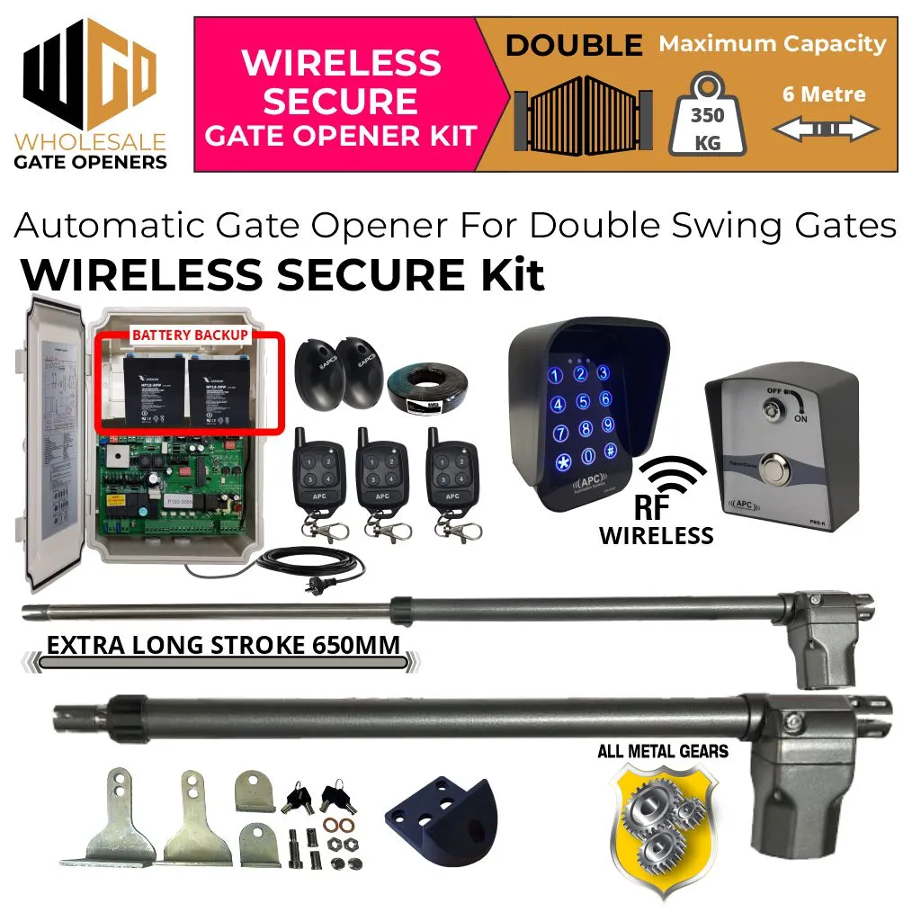 Automatic Double Swing Gate Wireless Secure Kit with Extra Long Stroke ...