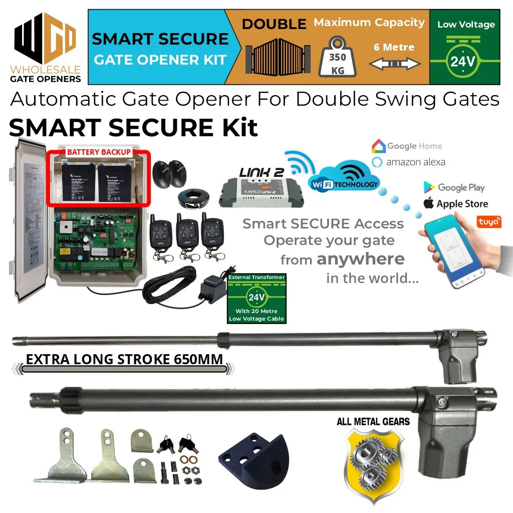 Automatic Double Swing Gate Smart Secure Kit with Extra Long Stroke ...