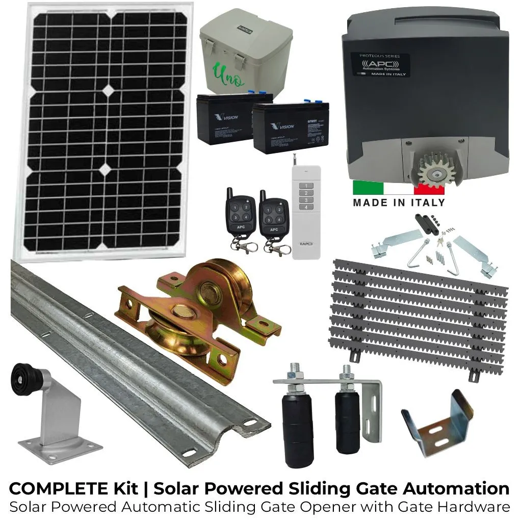 Italian Made Sliding Driveway Solar Powered Gate Automation and Complete Hardware Package ...